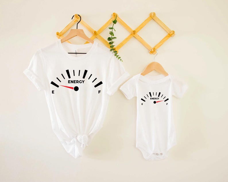 Dad and Baby Energy Matching Set, Funny Tired Dad Shirt and Baby Tee ...