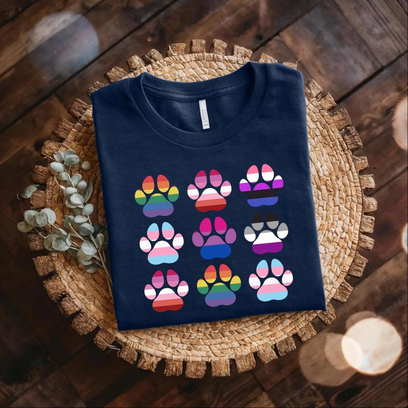 Pride Paw Print Shirt, LGBTQ Pet Lover Tee, Rainbow Flag Animal T-shirt ...