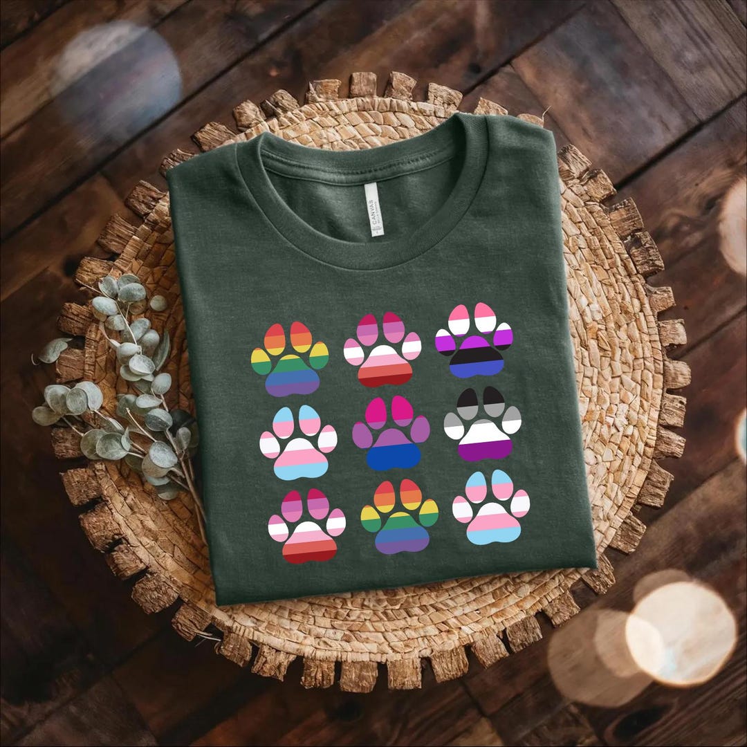 Pride Paw Print Shirt, LGBTQ Pet Lover Tee, Rainbow Flag Animal T-shirt ...