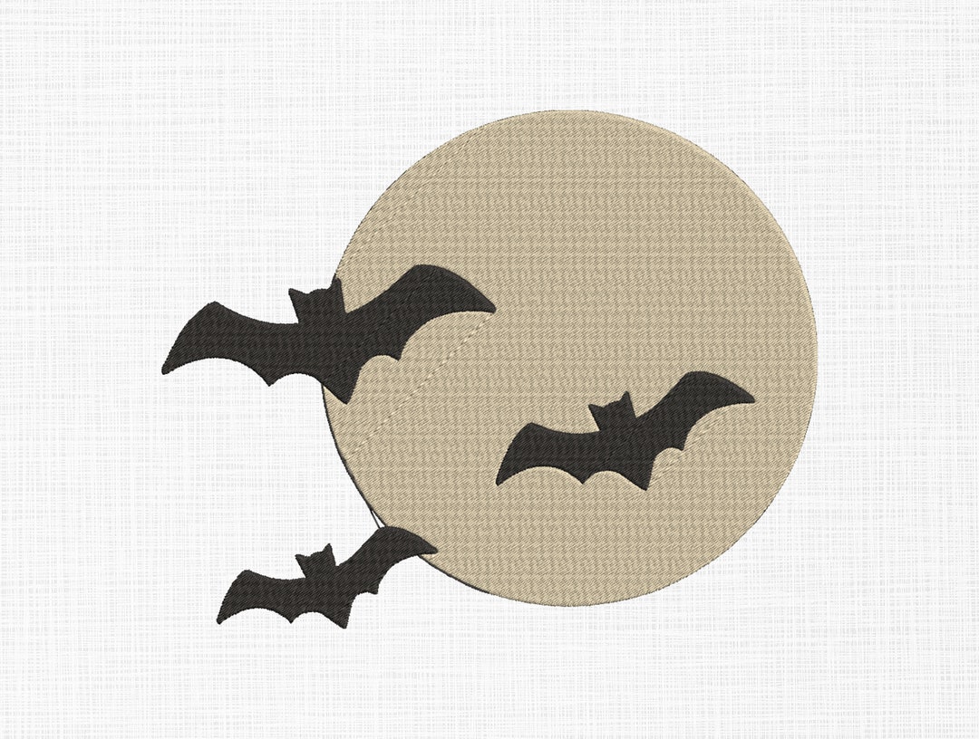 Bats Embroidery Design Bats With Moon Embroidery Design Halloween ...