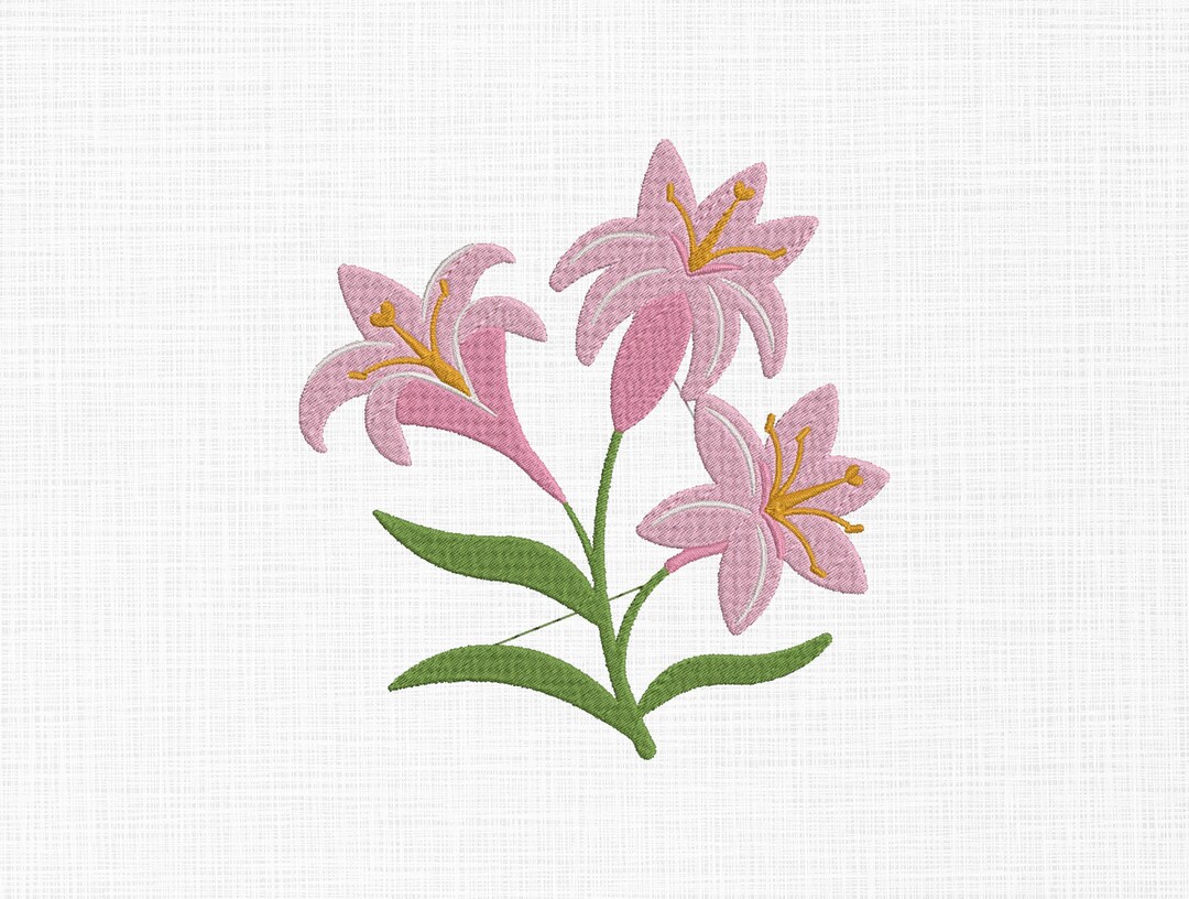 Flower Embroidery Design Lily Embroidery Design Pink Flower Embroidery ...
