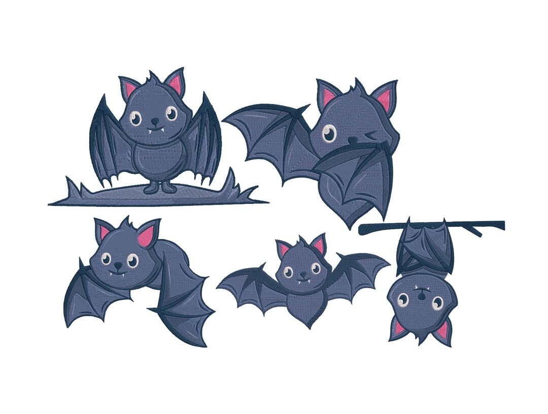 Bat Bundle Embroidery Design, Happy Bats Embroidery Design, Halloween ...