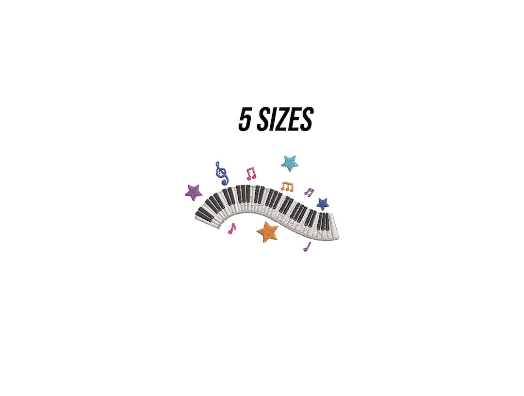 Piano Keyboard Machine Embroidery Design, Piano With Colorful Music ...