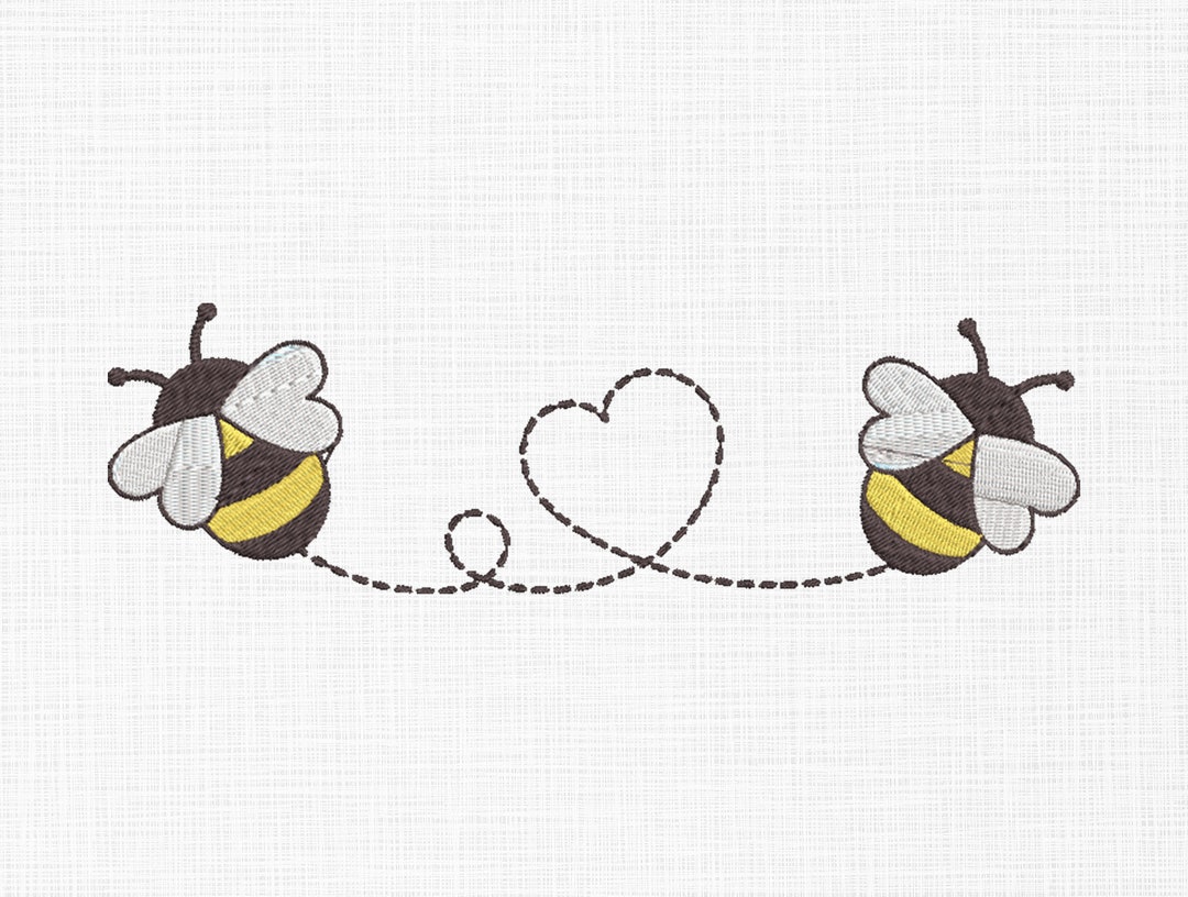 Bee Embroidery Design Flat Bee Embroidery Design Bee With Heart ...