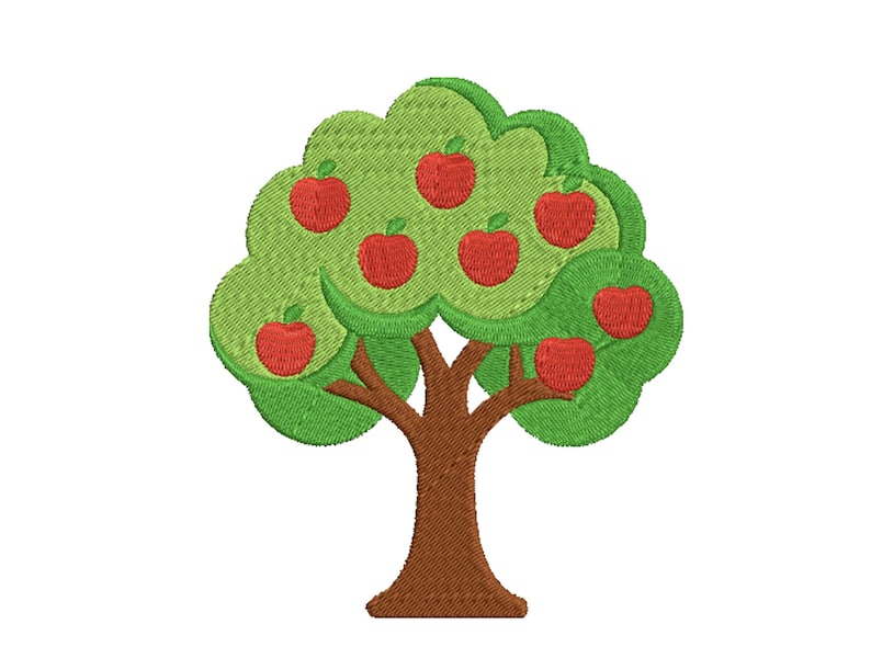 Apple Tree Embroidery Design, Fruit Machine Embroidery, Nature Scene ...