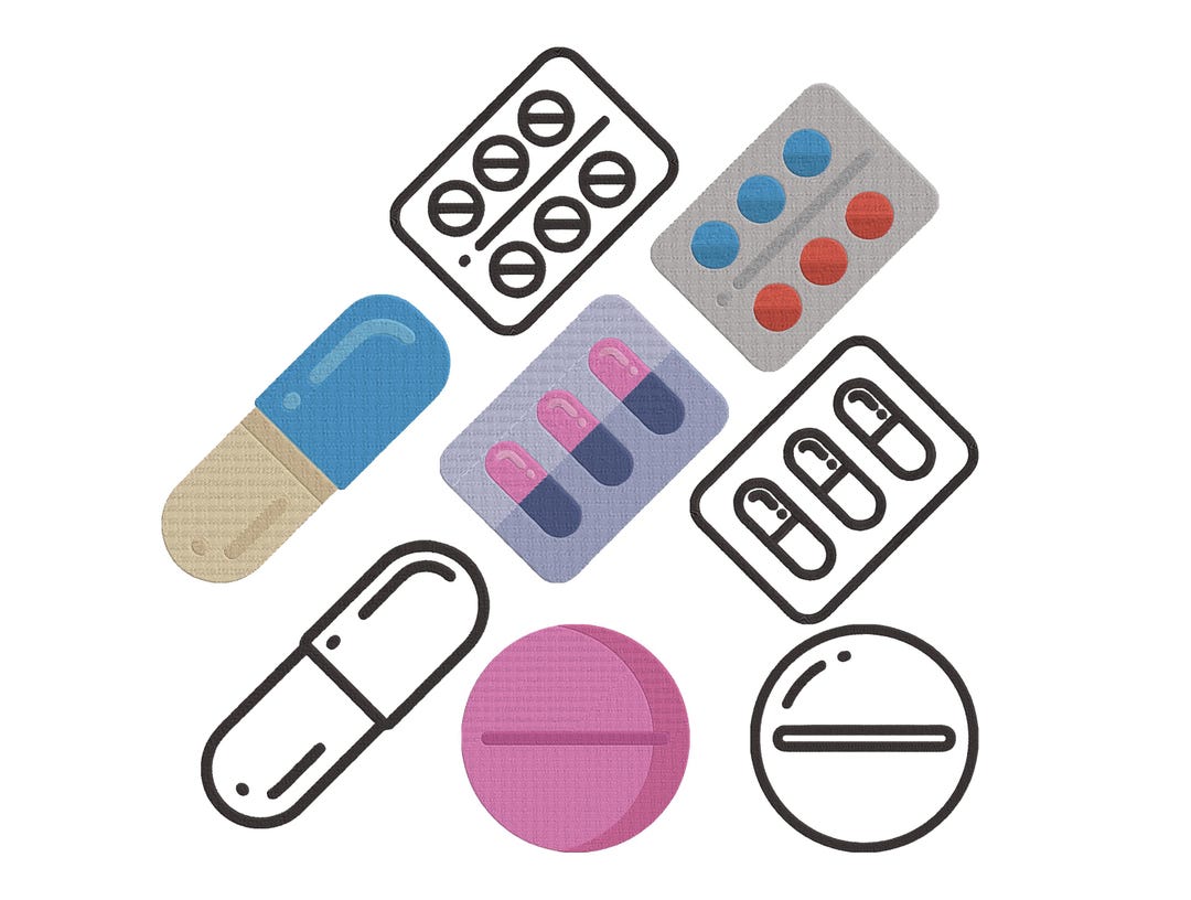 Tablets and Capsules Bundle Embroidery Designs- Medicine Design Files ...