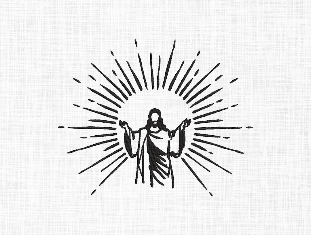 Jesus Christ Embroidery Design Sun Waves Embroidery Design Jesus ...