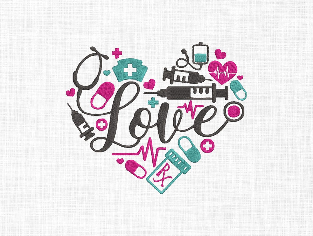 Nurse Embroidery Design Medical Embroidery Stethoscope Heartbeat ...