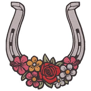 Horseshoe Flower Embroidery Design, Horseshoe Embroidery Files, Bridal ...