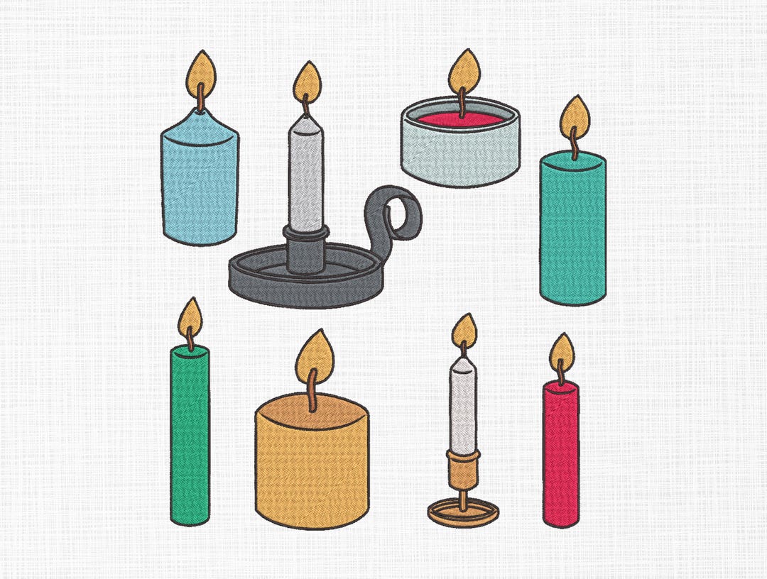 Candles Bundle Embroidery Design Candles Embroidery Design Candles Set ...
