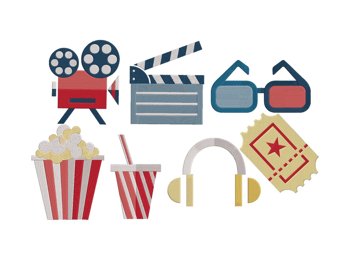 Movie Elements Embroidery Design, Cinema Machine Embroidery Design ...