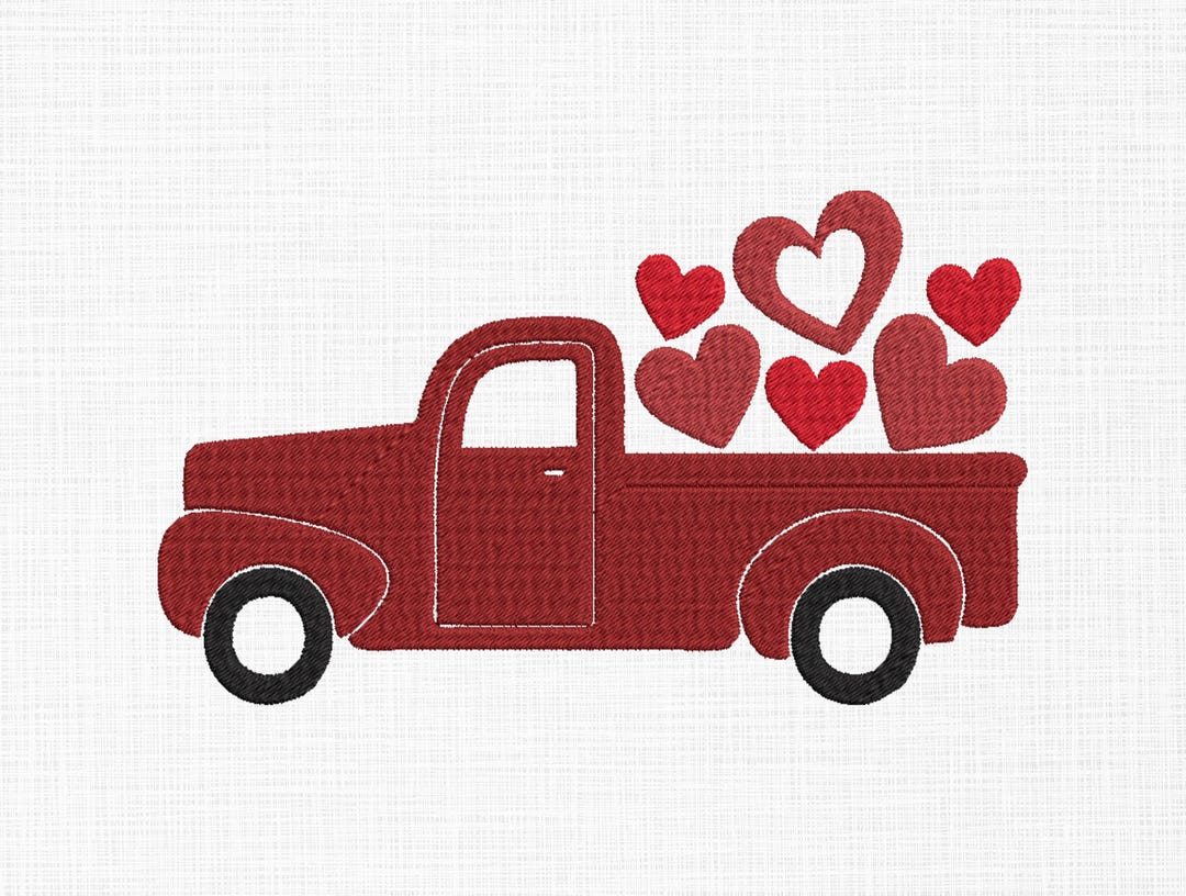 Valentines Car Embroidery Design, Jeep With Hearts Embroidery Design ...