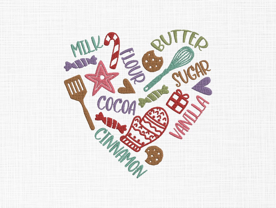 Christmas Baking Embroidery Design Cooking Heart Embroidery Kitchen ...