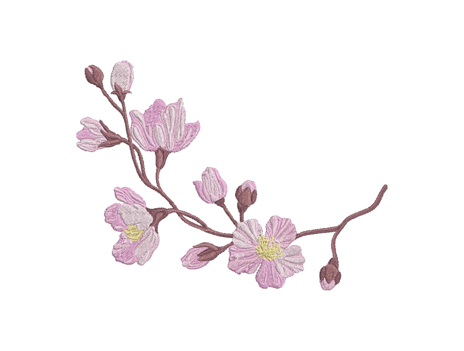 Branch of Cherry Blossom With Tender Flowers Embroidery Design - Cheery ...