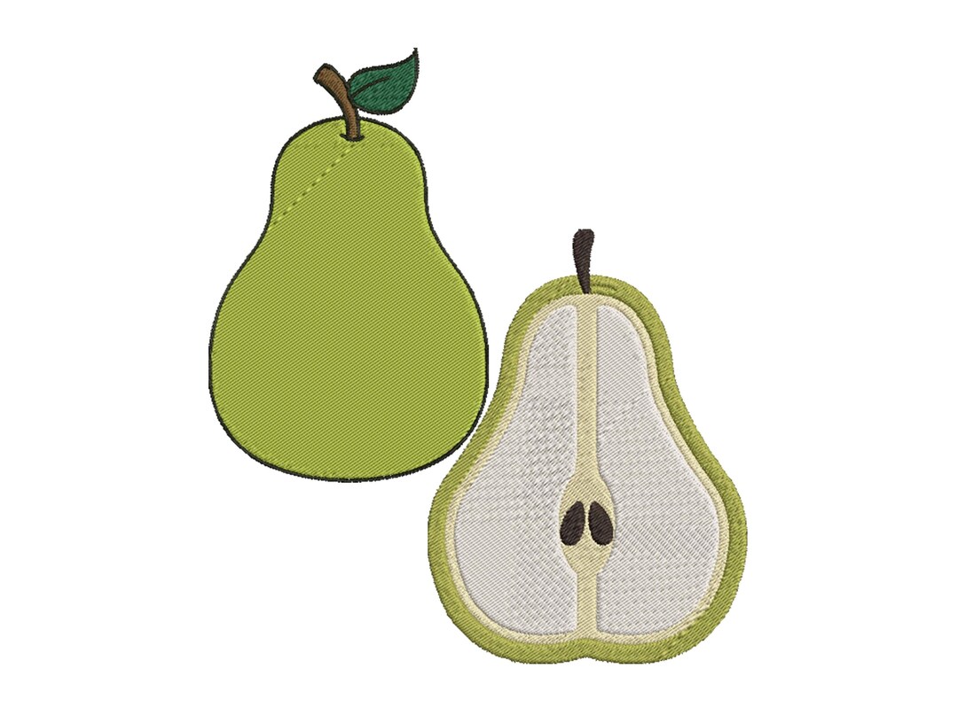 Pear Embroidery Design, Green Pear Embroidery Design, Pear Machine ...