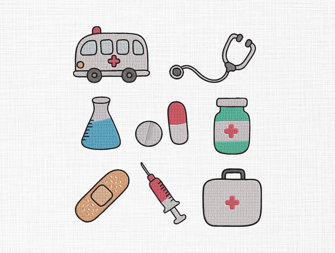 First Aid Kit Embroidery Design Design Hospital Set Embroidery Design ...