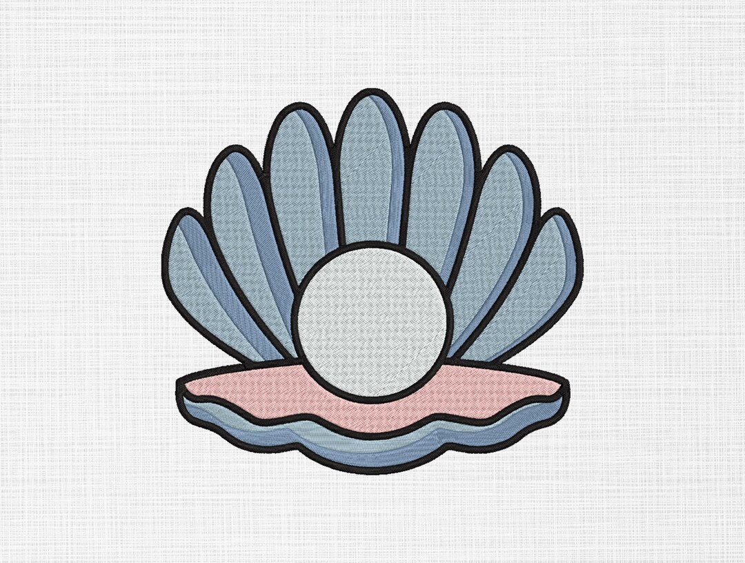 Pearl Embroidery Design Pearl in Shell Embroidery Design Sea Embroidery ...
