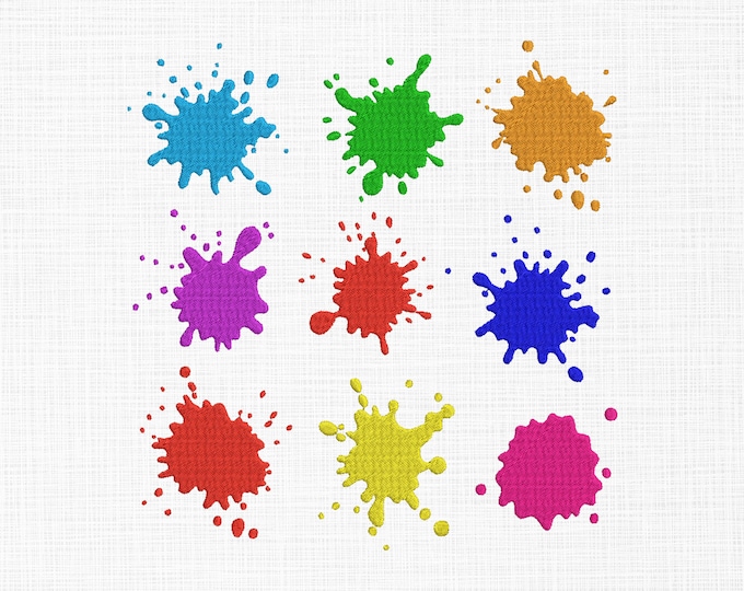 Pastel Paint Splatter Machine Embroidery File Design - 8x8 Inch Hoop ...