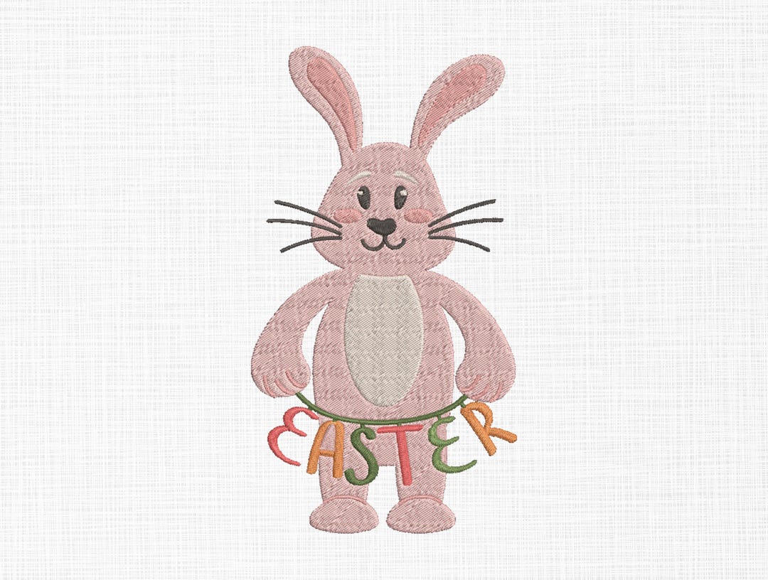 Cute Easter Bunny Embroidery, Easter Rabbit Design Files, Bunny With ...