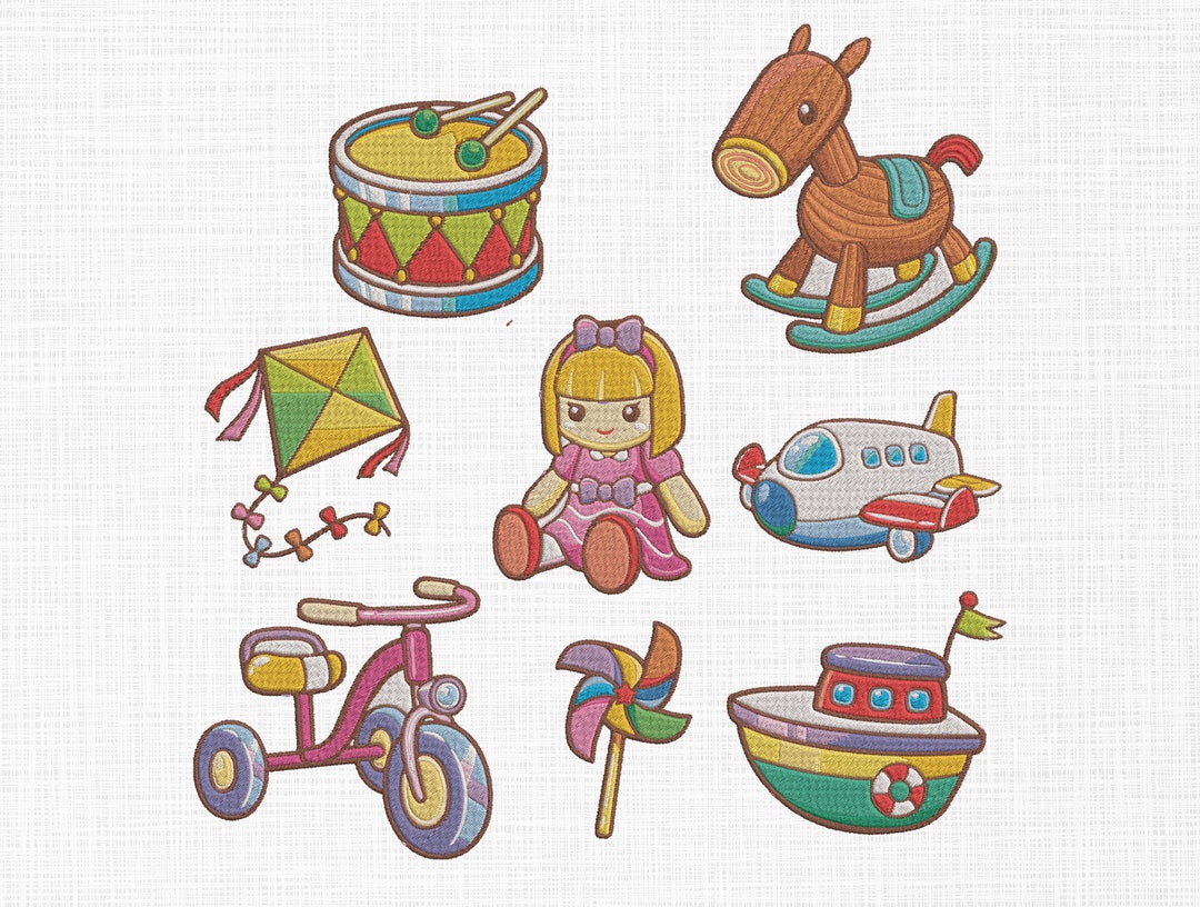 Toys Bundle Embroidery Design Kids Embroidery Design Doll , Plane ...