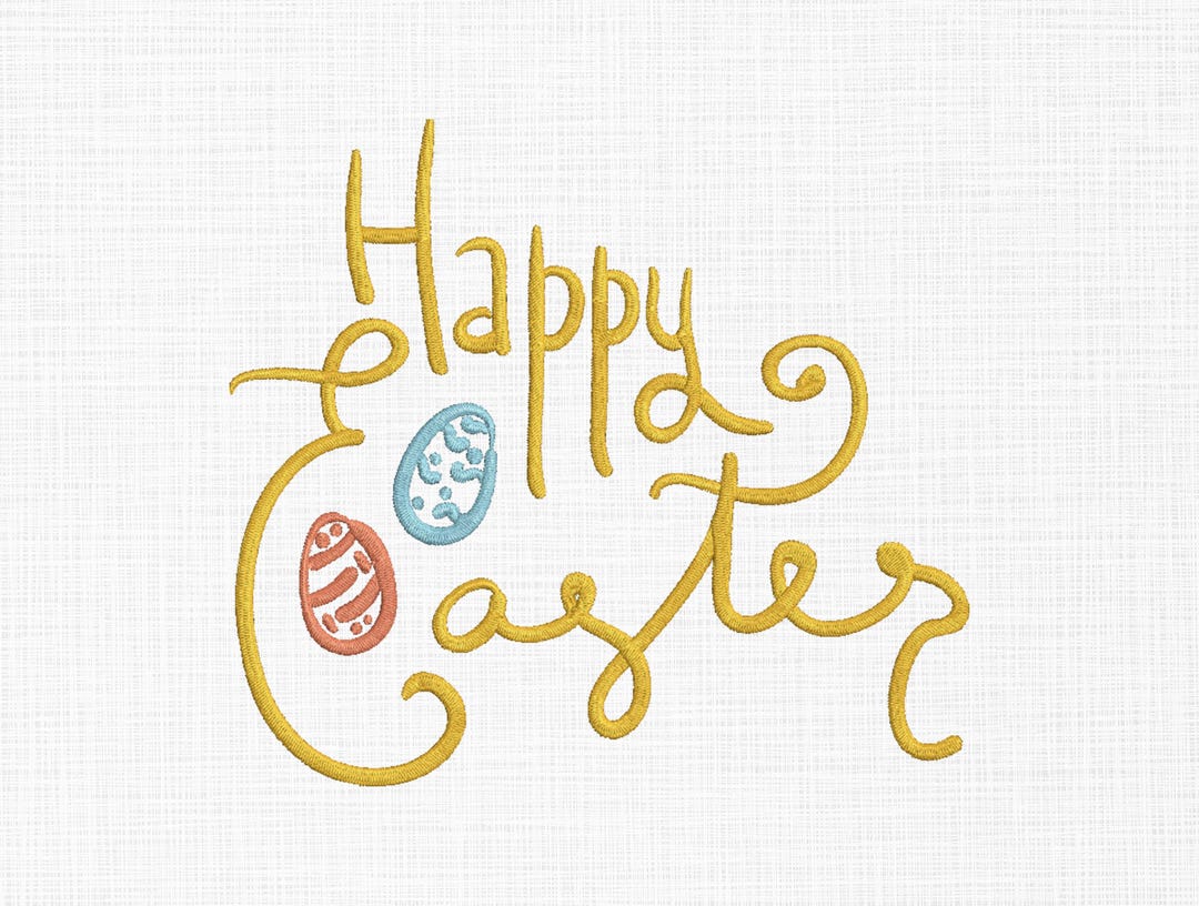 Happy Easter Text With Easter Eggs Embroidery, Happy Easter Design File ...