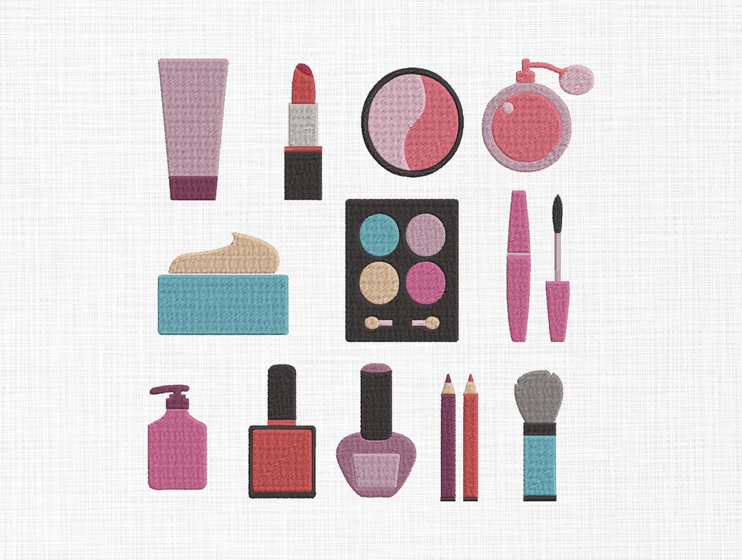 Makeup Bundle Embroidery Design Make up Embroidery Design Lipstick ...