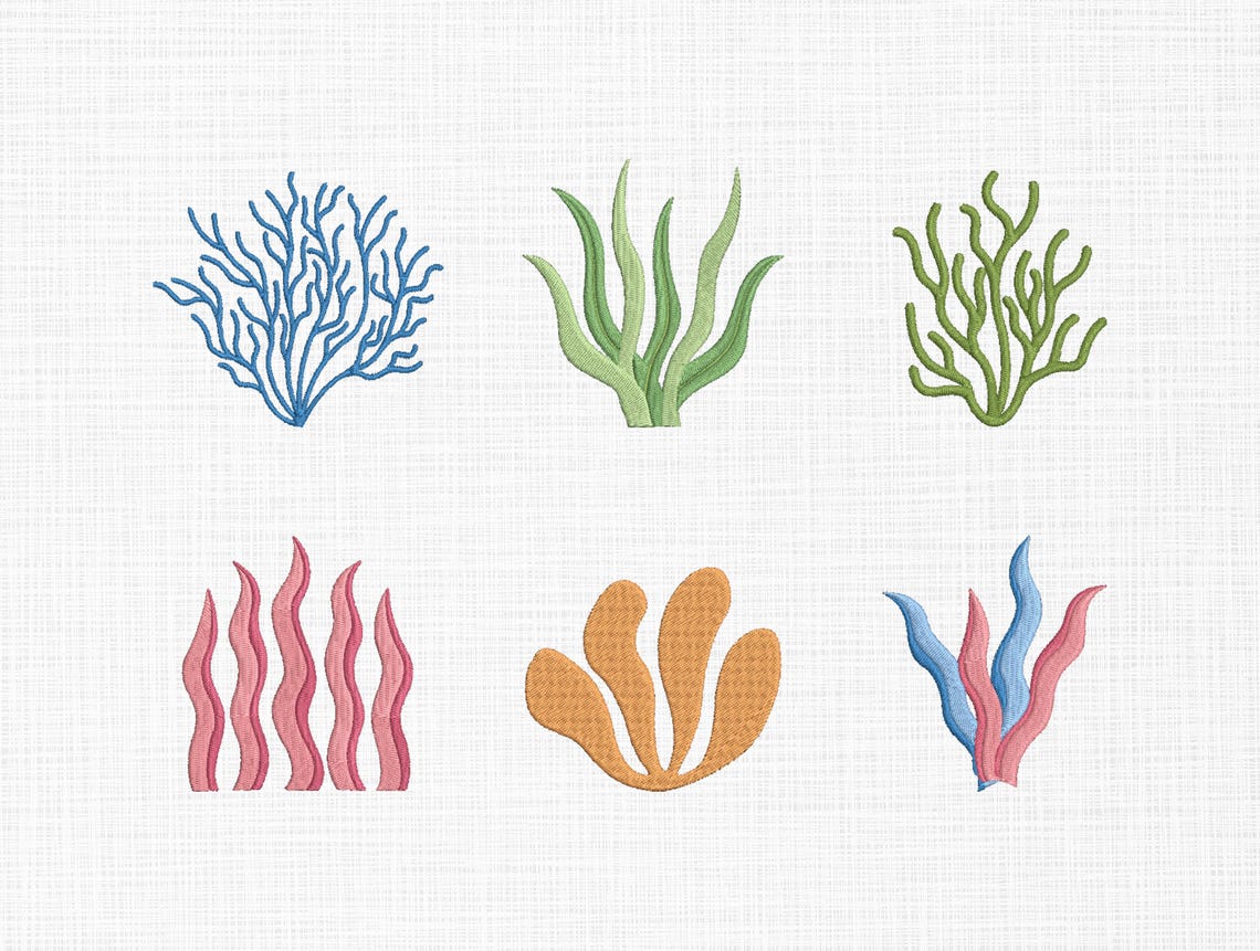 Coral Embroidery Design Sea Plants Embroidery Design Underwater Plants ...