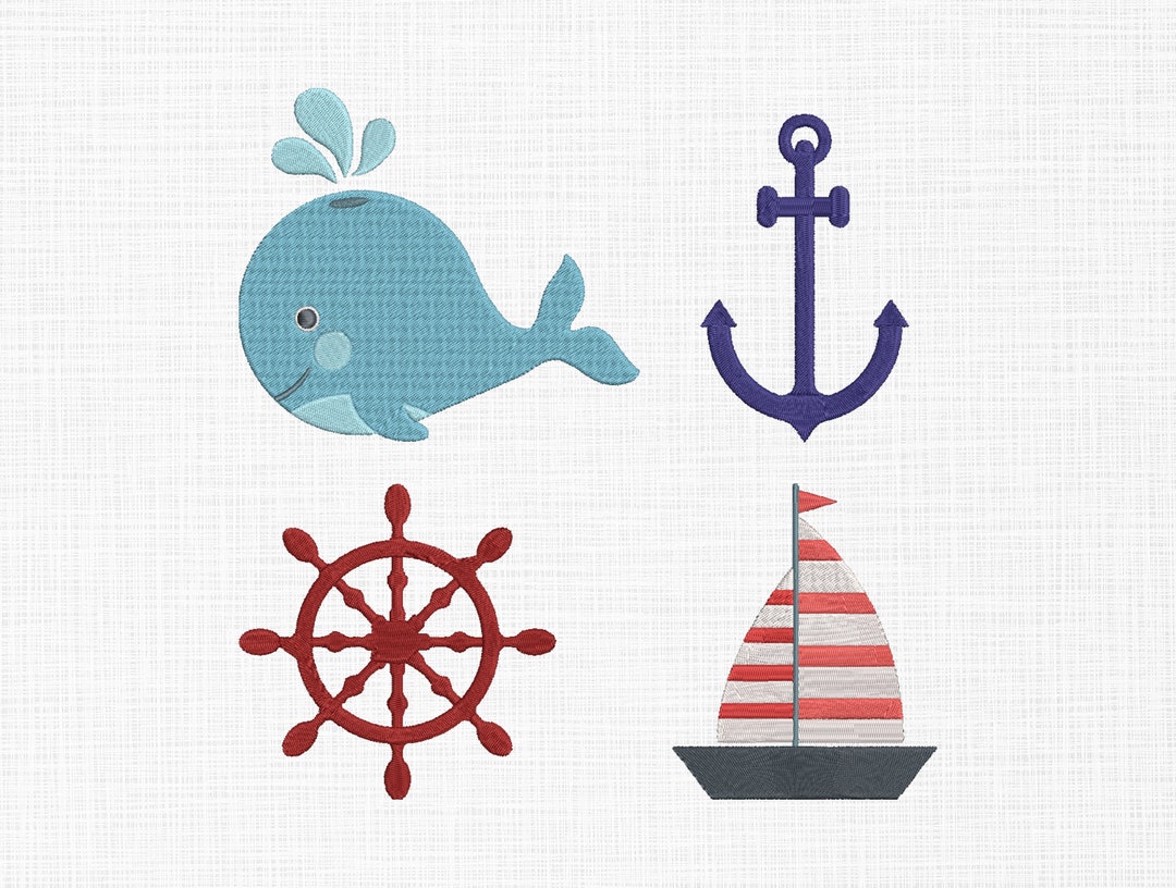 Nautical Set Embroidery Design Anchor Embroidery Design Mini Embroidery ...