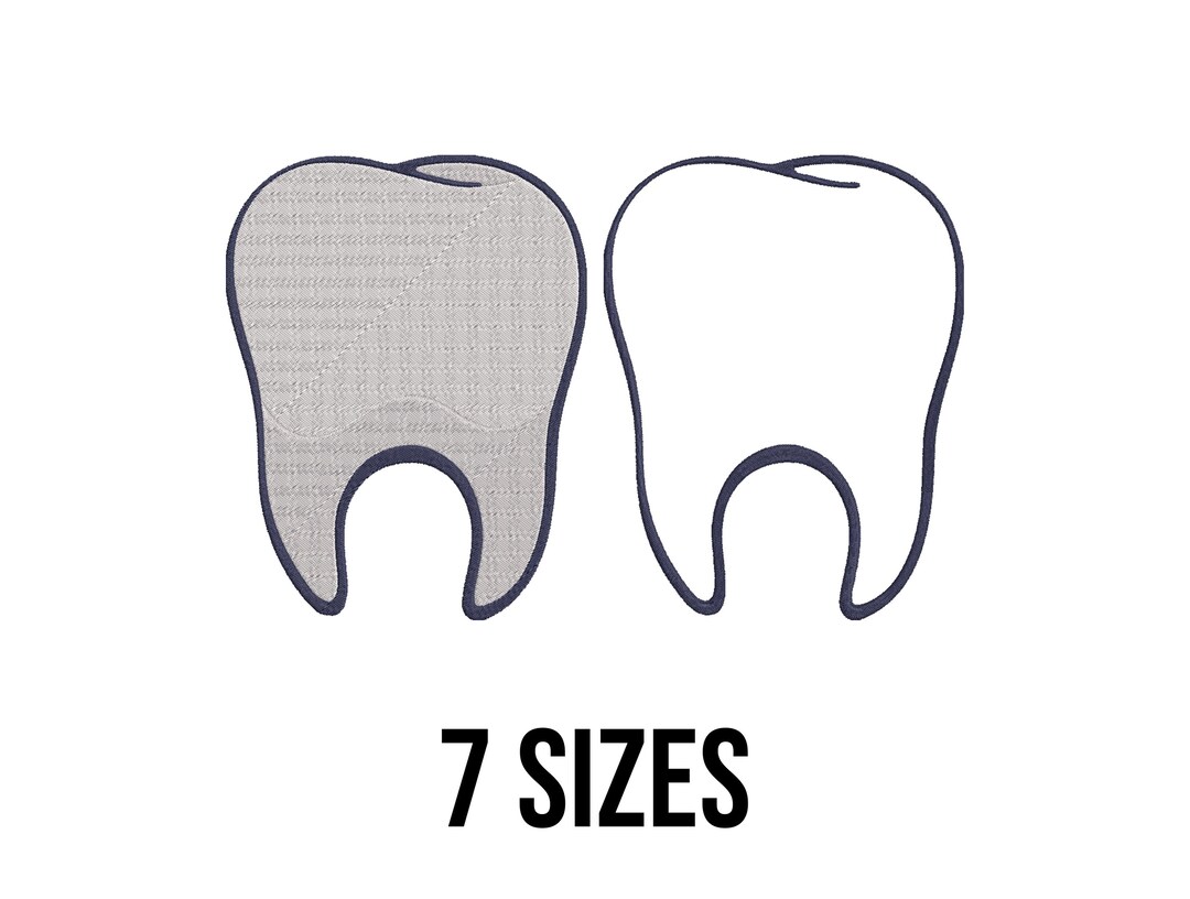 Tooth Embroidery Design - Dentist Embroidery Files - Tooth Applique ...