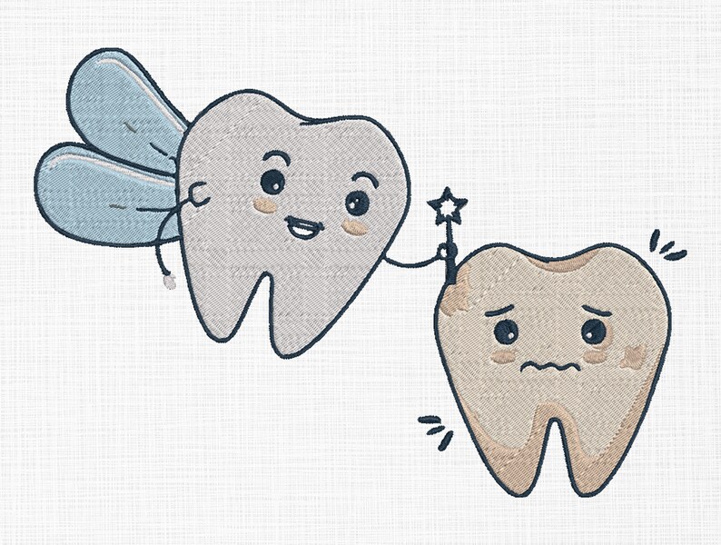 Tooth Fairy Embroidery Design Tooth Embroidery Design Kids Embroidery ...