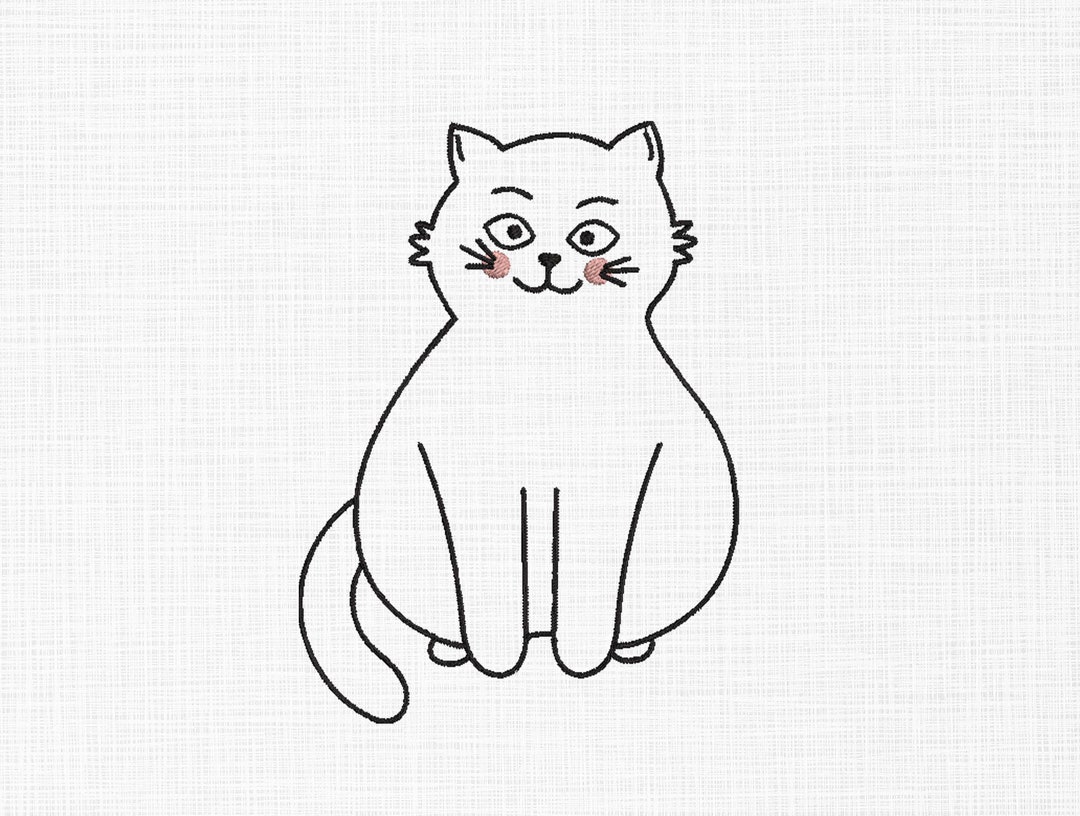 Cat Line Art Embroidery Design Cat Embroidery Design Pets Embroidery ...