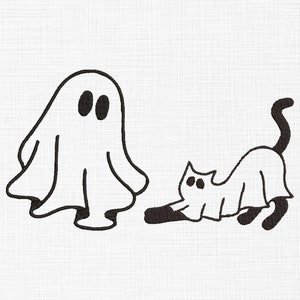 Cute Ghost Cat Embroidery Design Cute Ghost Embroidery Design Halloween ...