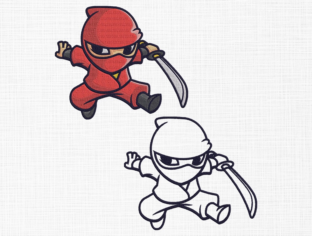 Ninja Embroidery Design - Ninja Fighter Holding Katana Sword Design ...