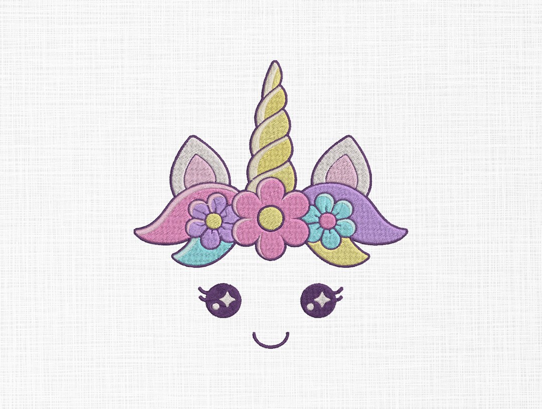 Cute Unicorn Face Embroidery Design Baby Unicorn Embroidery Design ...