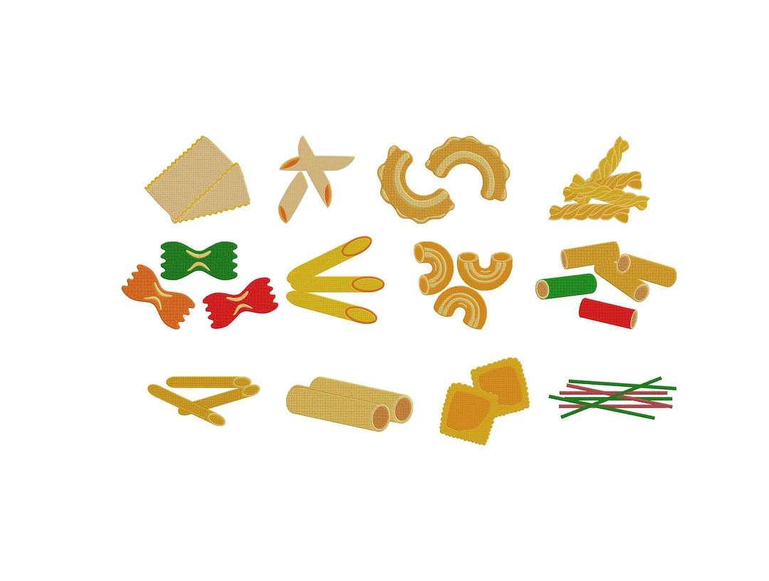 Macaroni Pasta Embroidery, Pasta Bundle Embroidery Designs, Italian ...