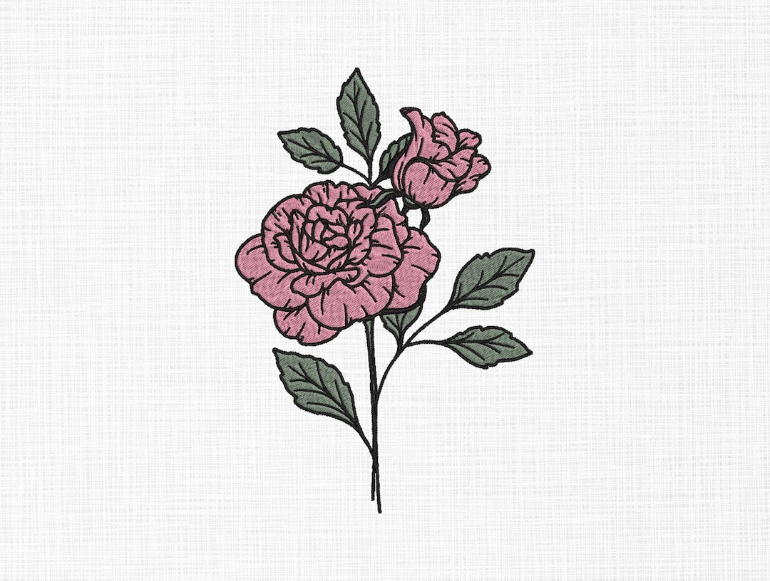 Flower Embroidery Design Pink Rose Embroidery Design Rose Embroidery ...