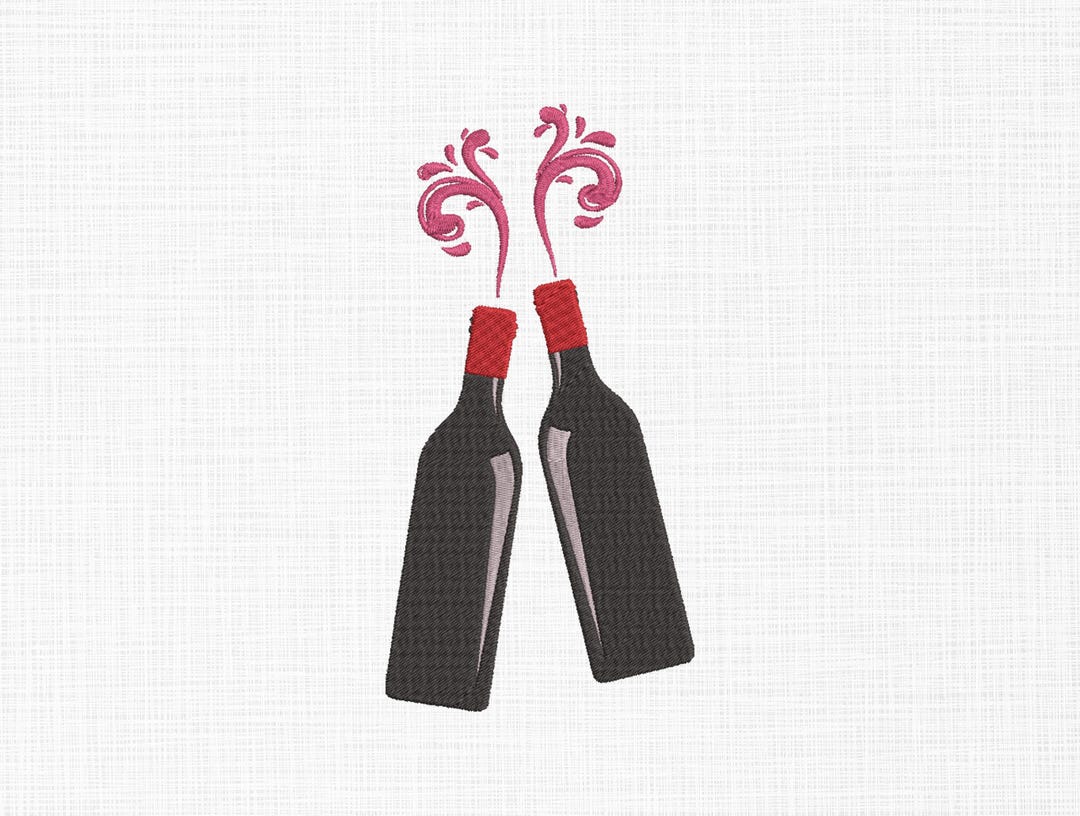 Wine Embroidery Design Cheers Embroidery Design Wine Bottles Embroidery ...