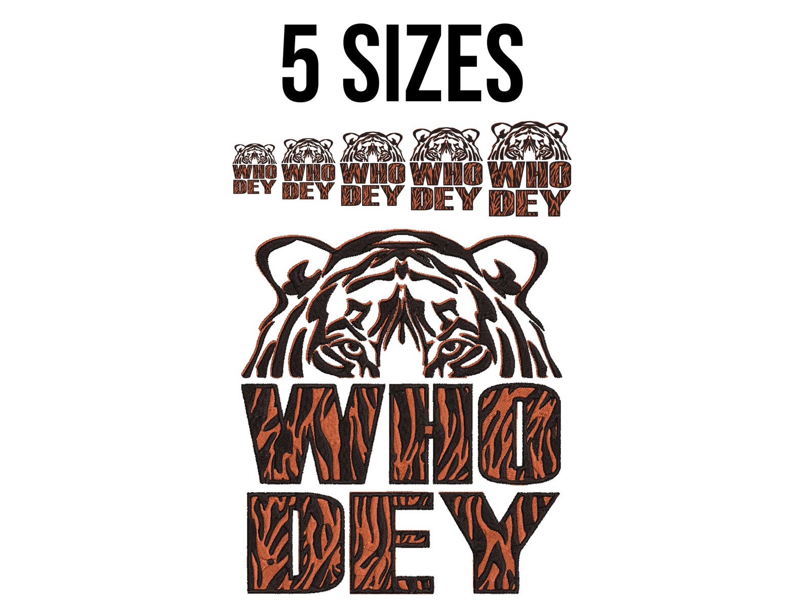 Who Dey Tiger Embroidery Design Files - Tiger Embroidery Files ...
