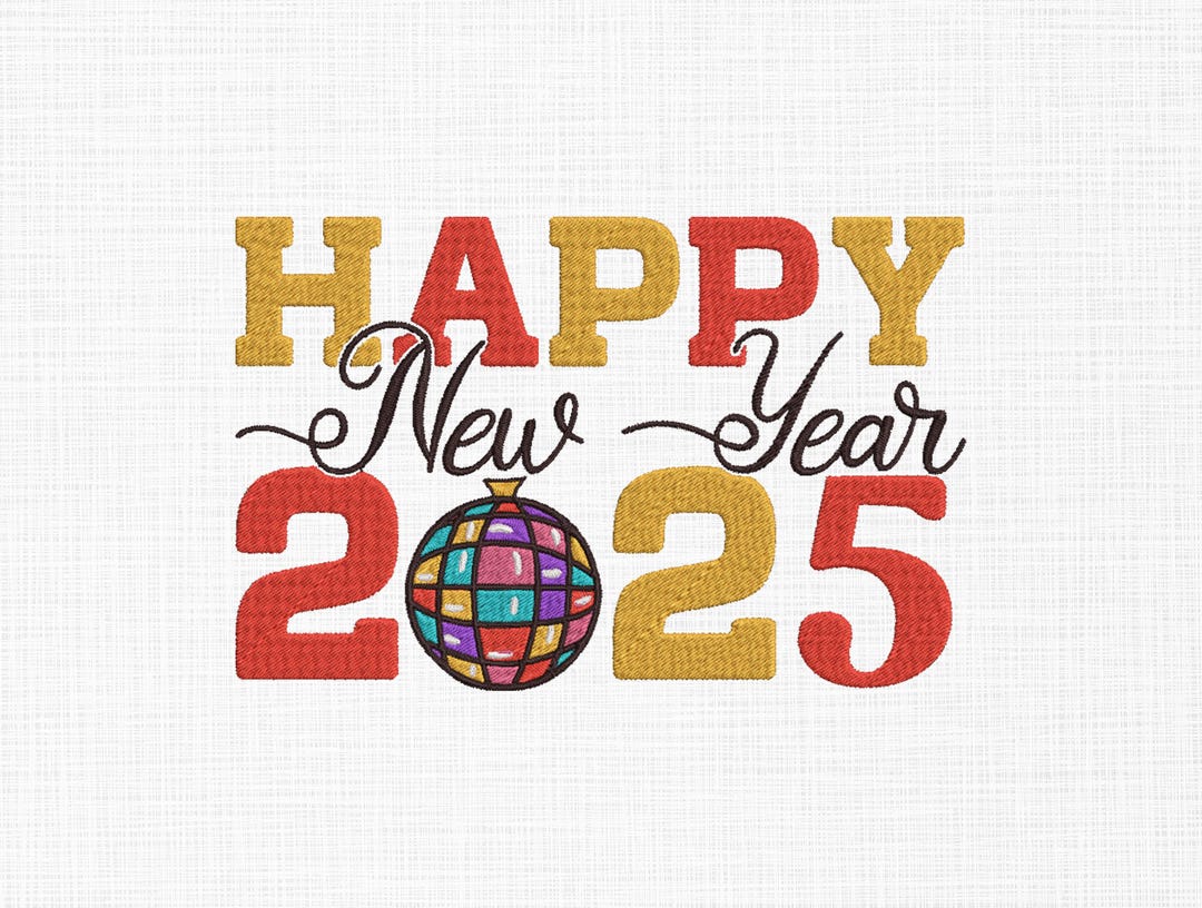 New Year Embroidery Design, Happy New Year , Machine Embroidery Design ...