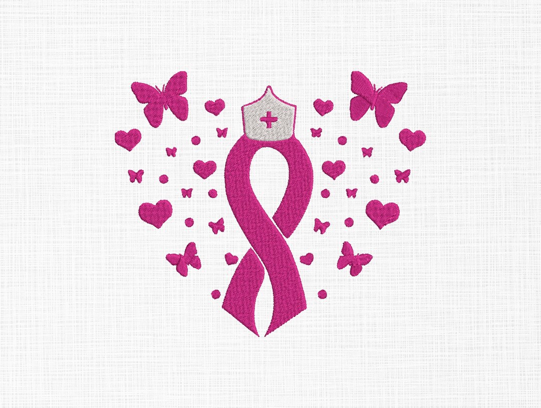 Awareness Ribbon Embroidery Design Breast Cancer Nurse Embroidery ...