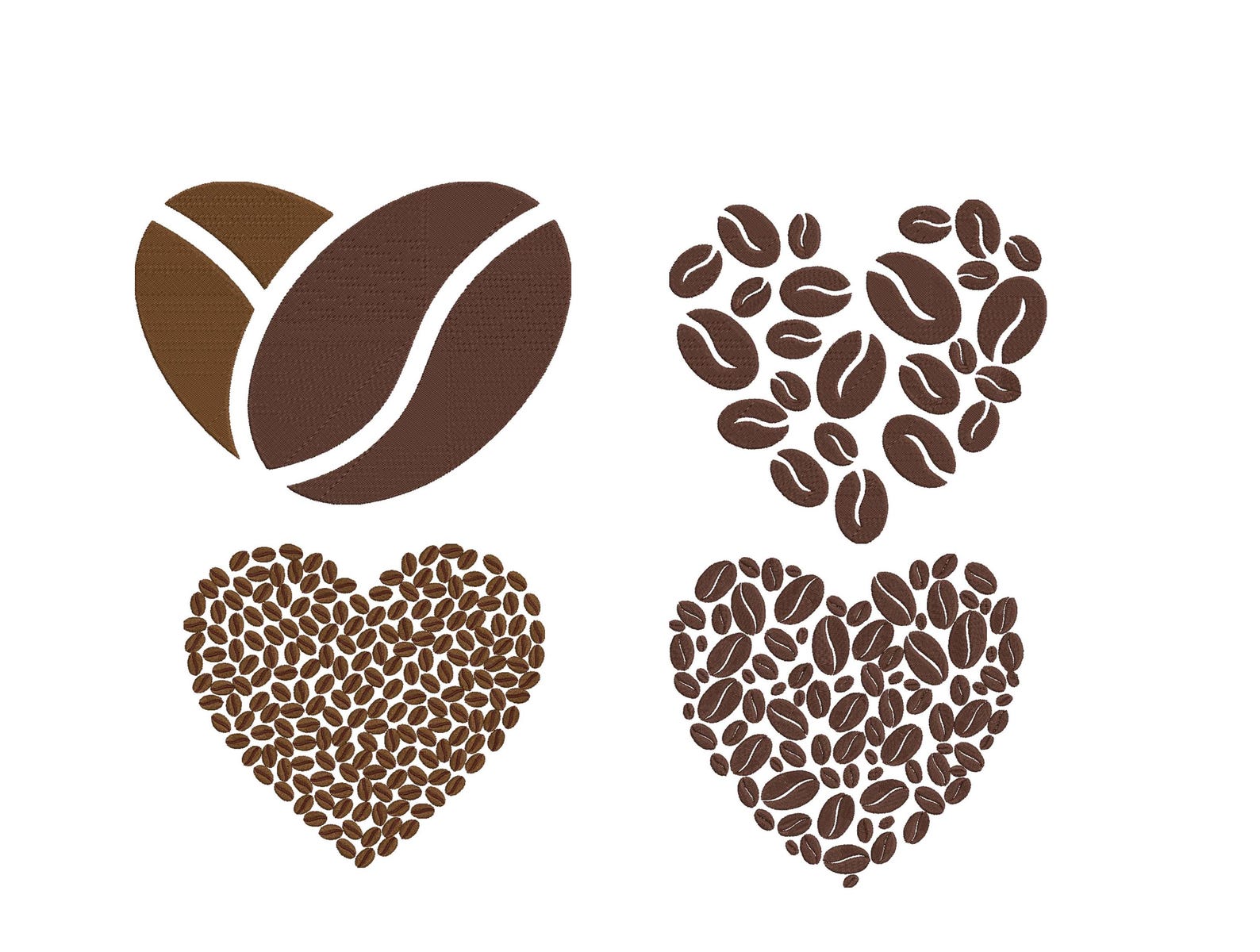Coffee Beans Heart Machine Embroidery, Bundle of Coffee Heart Beans ...