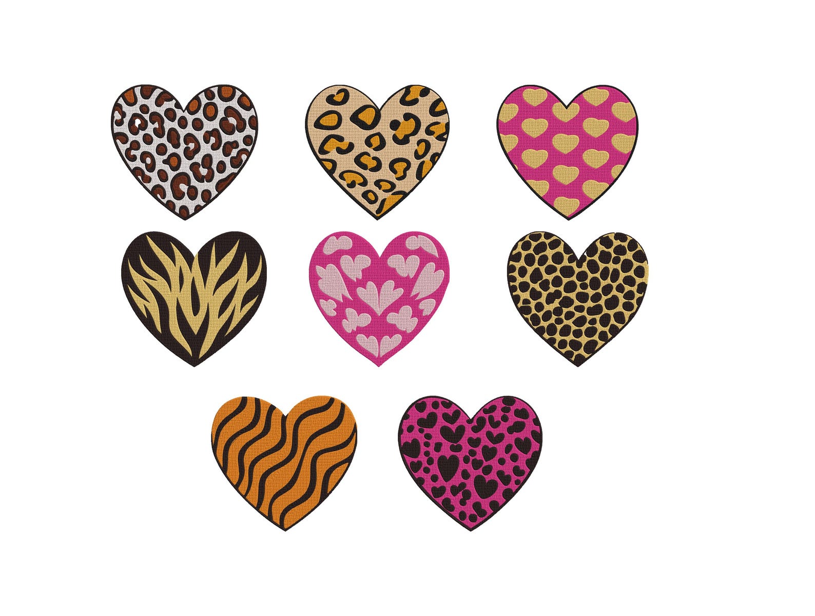 Leopard Print Embroidery, Heart Shaped Embroidery, Machine Embroidery ...