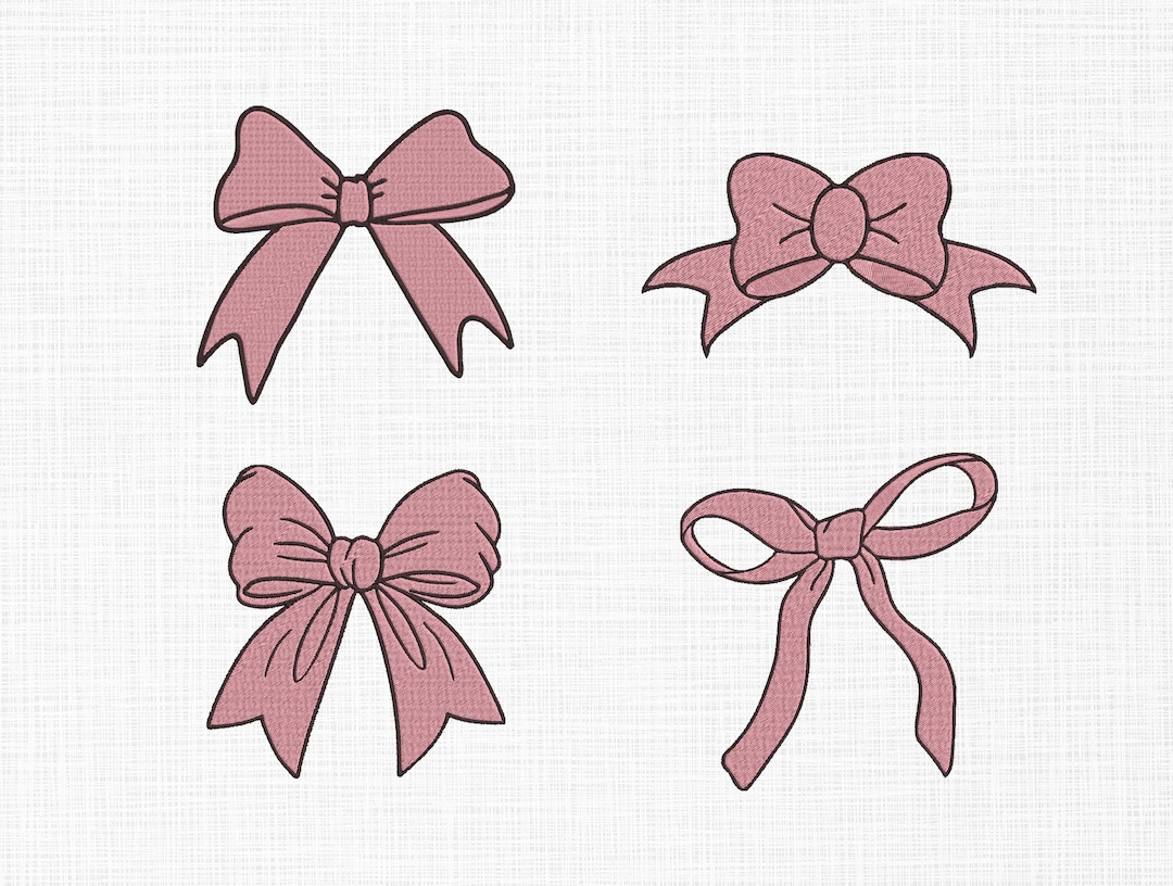Bow Embroidery Design, Bow Bundle Embroidery Design, Coquette Bow ...