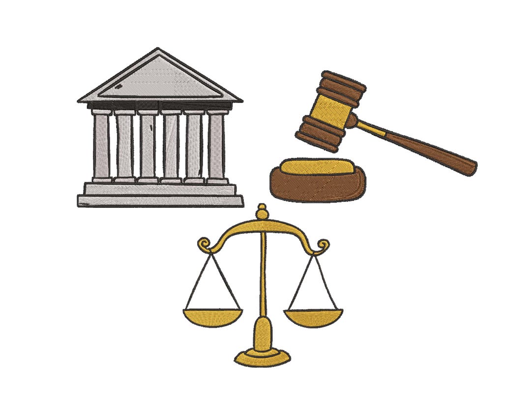 Law Set Embroidery Design, Scales of Justice Embroidery Design, Justice ...