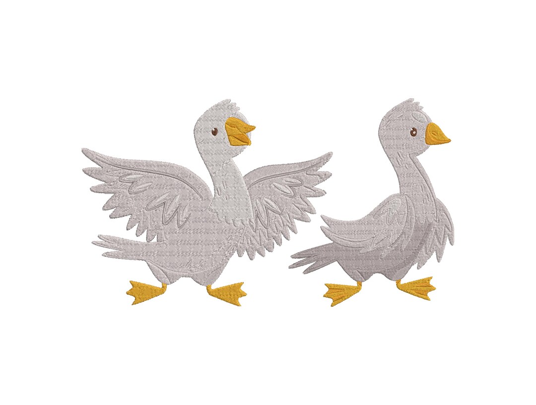 Goose Embroidery Design - Cute Baby Goose Design Files - Feathered ...
