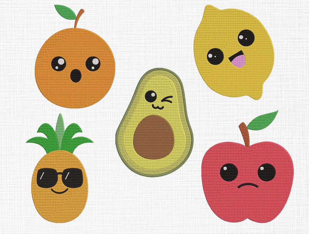 Cute Fruits Embroidery Design Fruits Embroidery Design Cute Fruit Faces ...