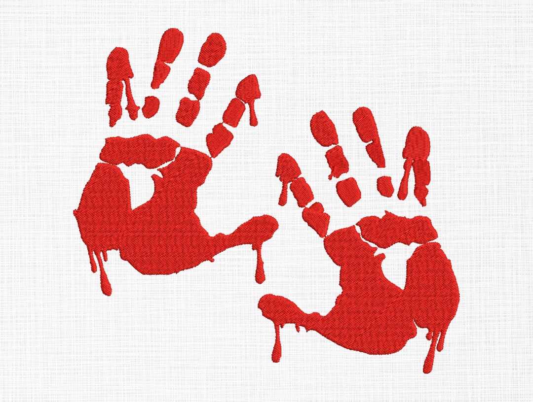 Blood Hand Embroidery Design Murdered Hand Embroidery Design Halloween ...
