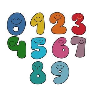 Cute Numbers Embroidery, Smiley Numbers Embroidery Design, Counting ...