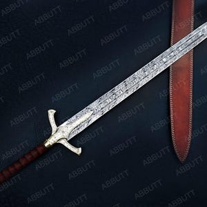 Handmade Damascus Steel Viking Sword: Personalized Engraved Rosewood ...