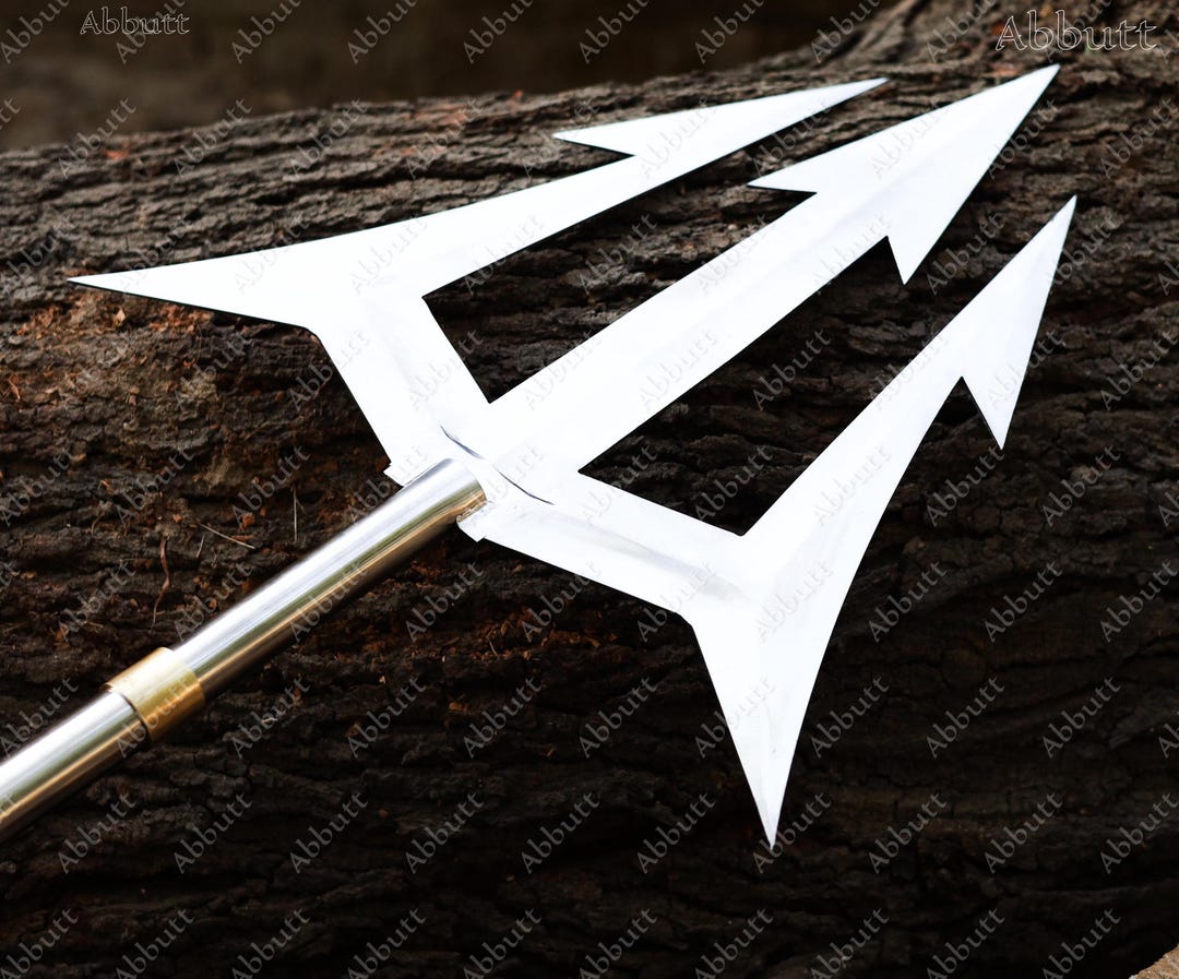 Handmade Poseidon Trident: J2 Steel & Leather Wrapped - 6.5 Feet - Etsy